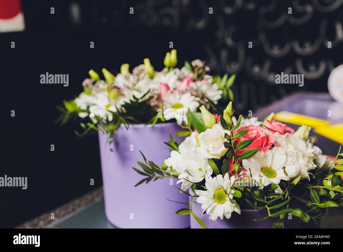 Bunch of different flowers close up background Stock Photo - Alamy