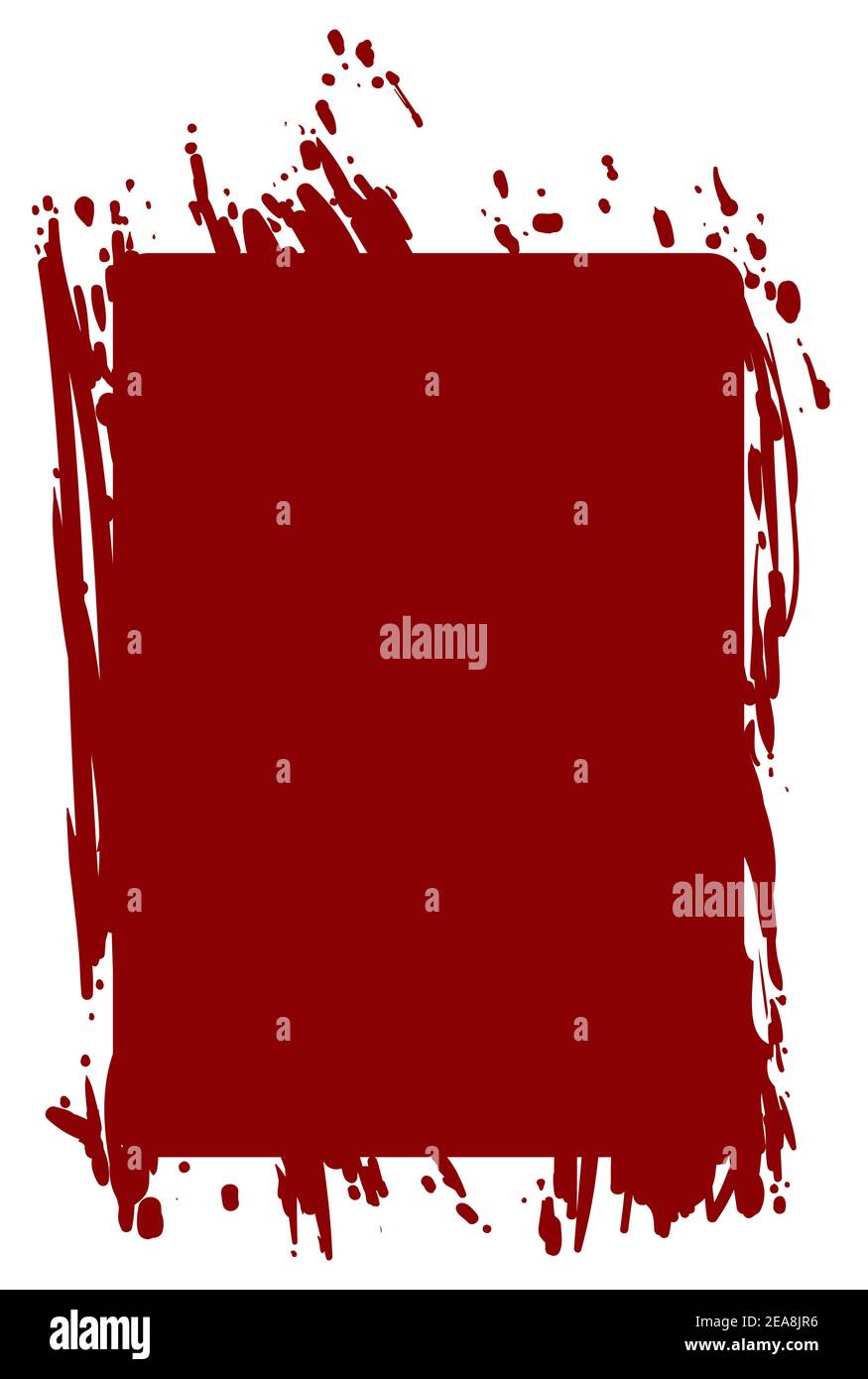 Rectangle sign with red splatters and brush strokes, isolated over ...