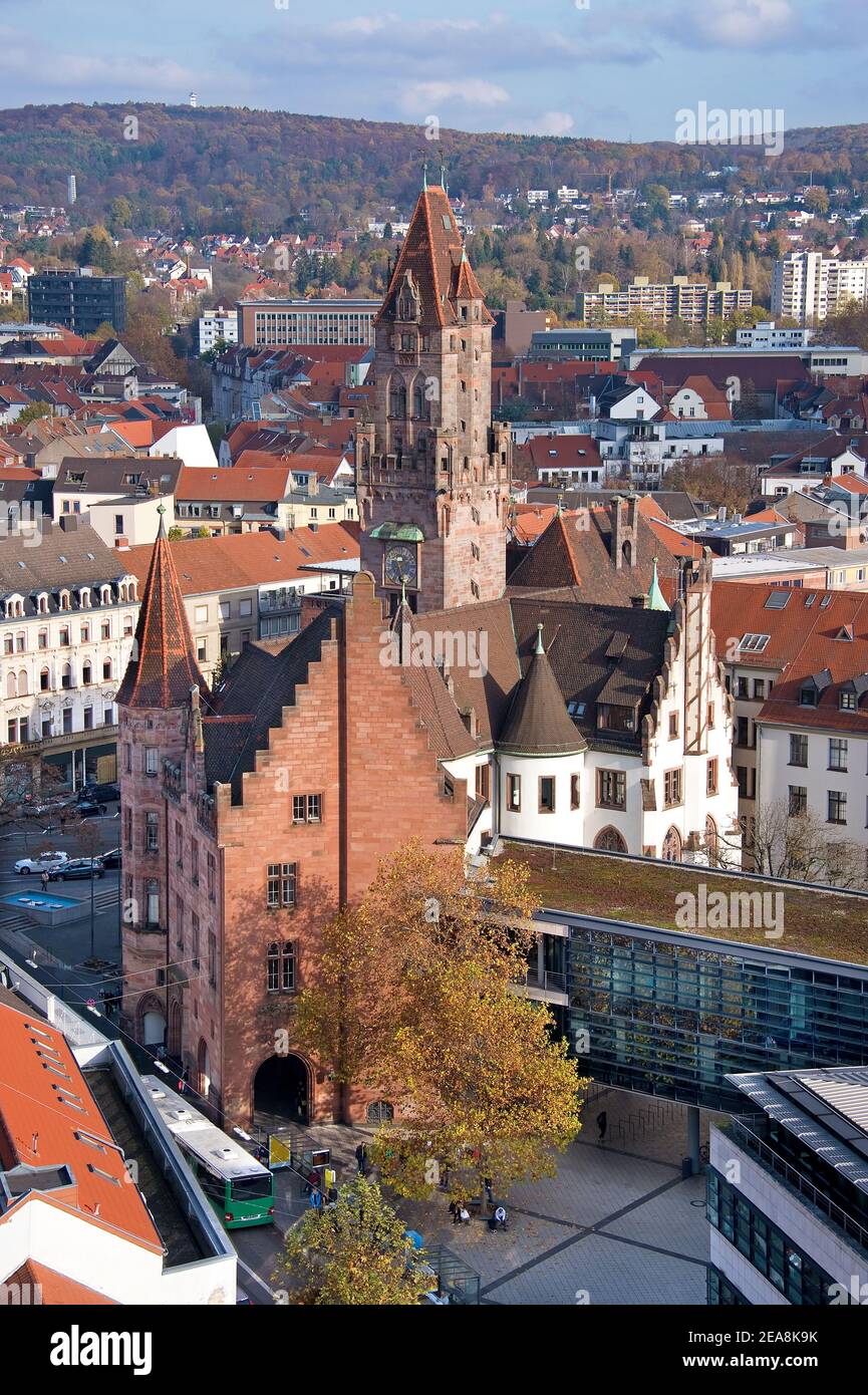 City view of Saarbrücken, Germany from above with the historic town ...