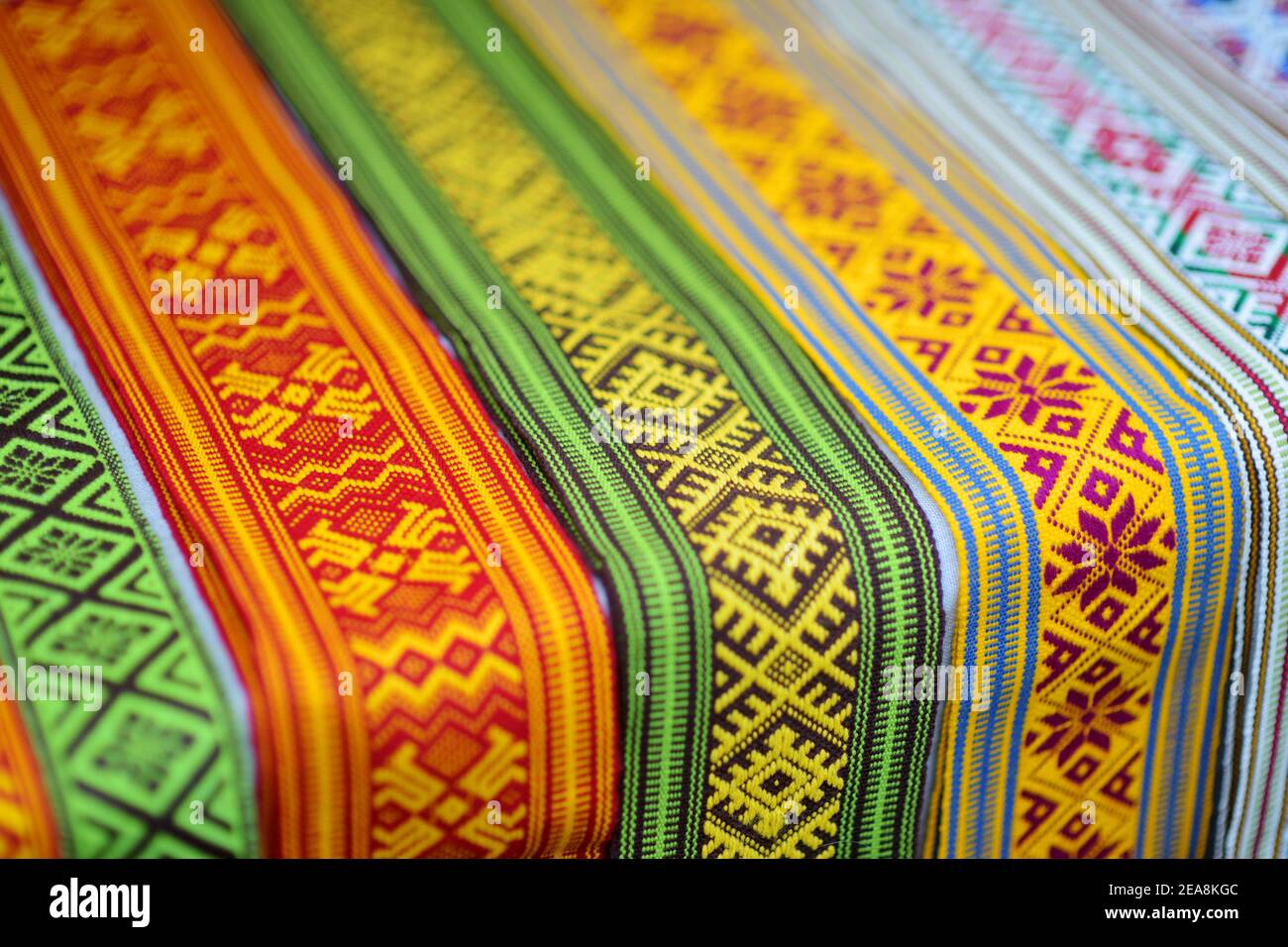 Details of a traditional colorful Lithuanian weave. Woven belts as a ...