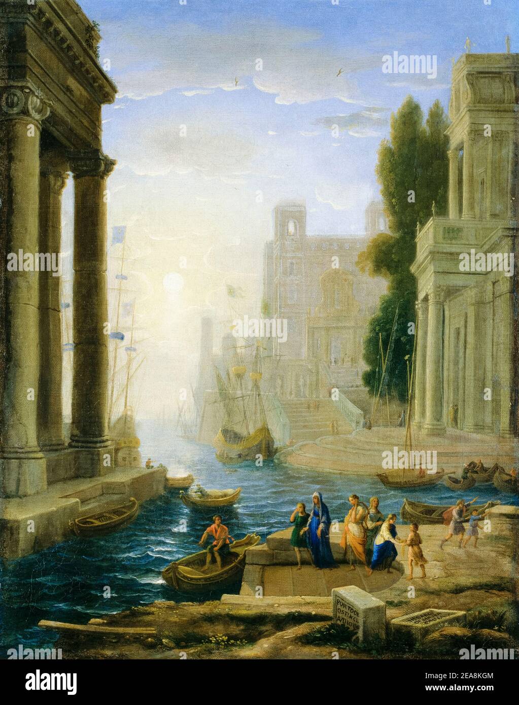Embarkation of St Paula, painting by Claude Lorrain, after 1642 Stock ...
