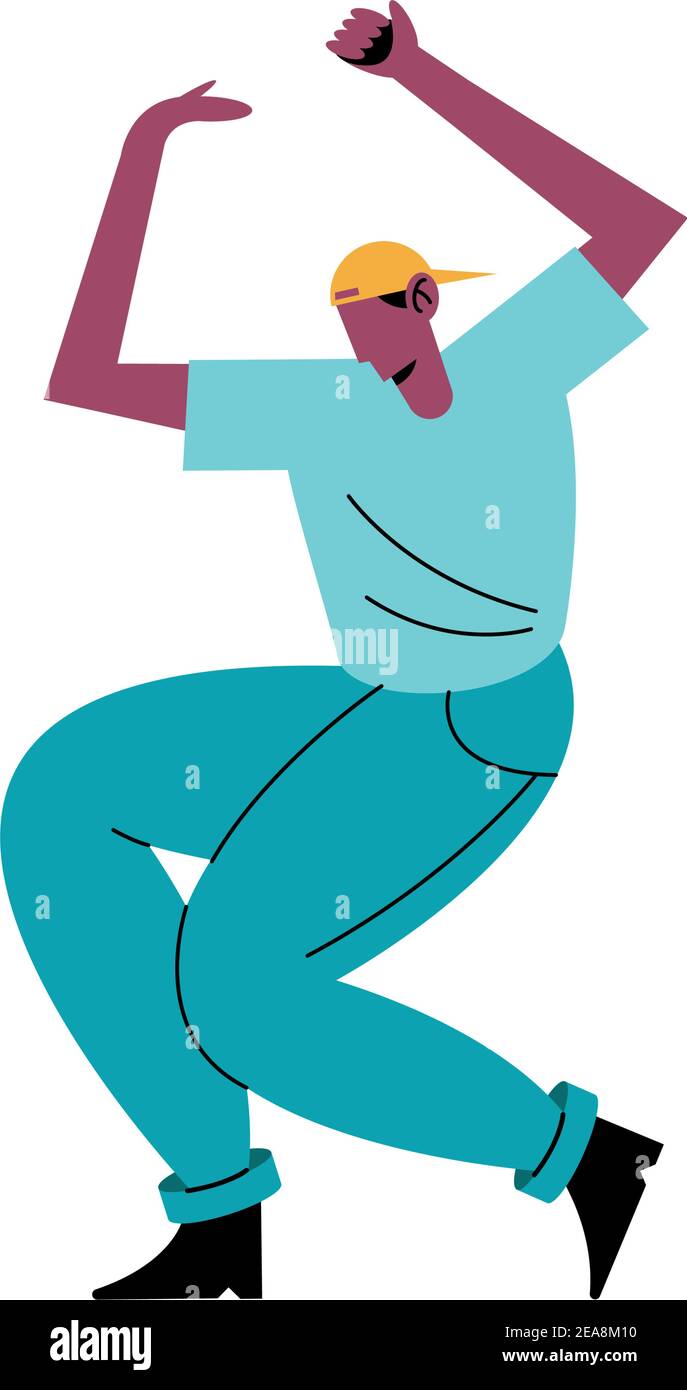 happy young afro man dancing avatar character vector illustration ...