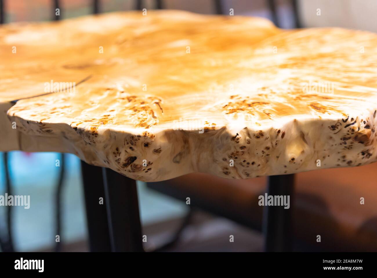 Table top made of beautiful wood. Round table made of natural wood ...