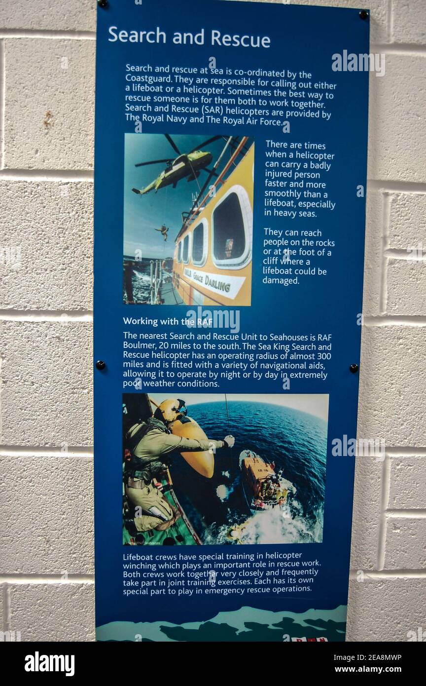 Search and rescue sign in Northumberland UK Stock Photo - Alamy