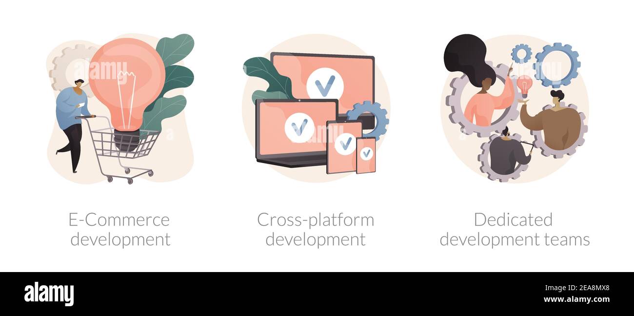 Remote developers team abstract concept vector illustrations Stock ...