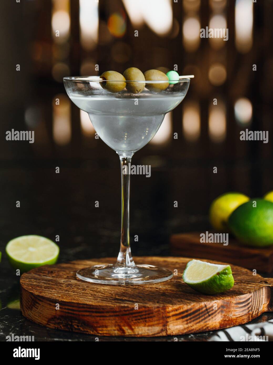 Vertical shot of martini cocktail on dark background Stock Photo - Alamy