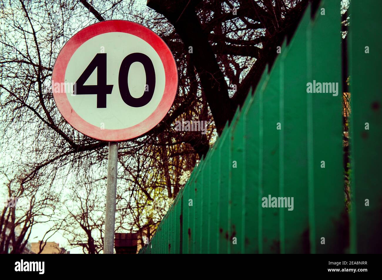 Speed limit sign outdoors Stock Photo - Alamy