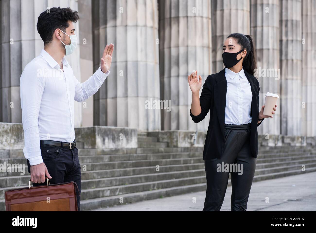 Business people keeping social distance Stock Photo - Alamy