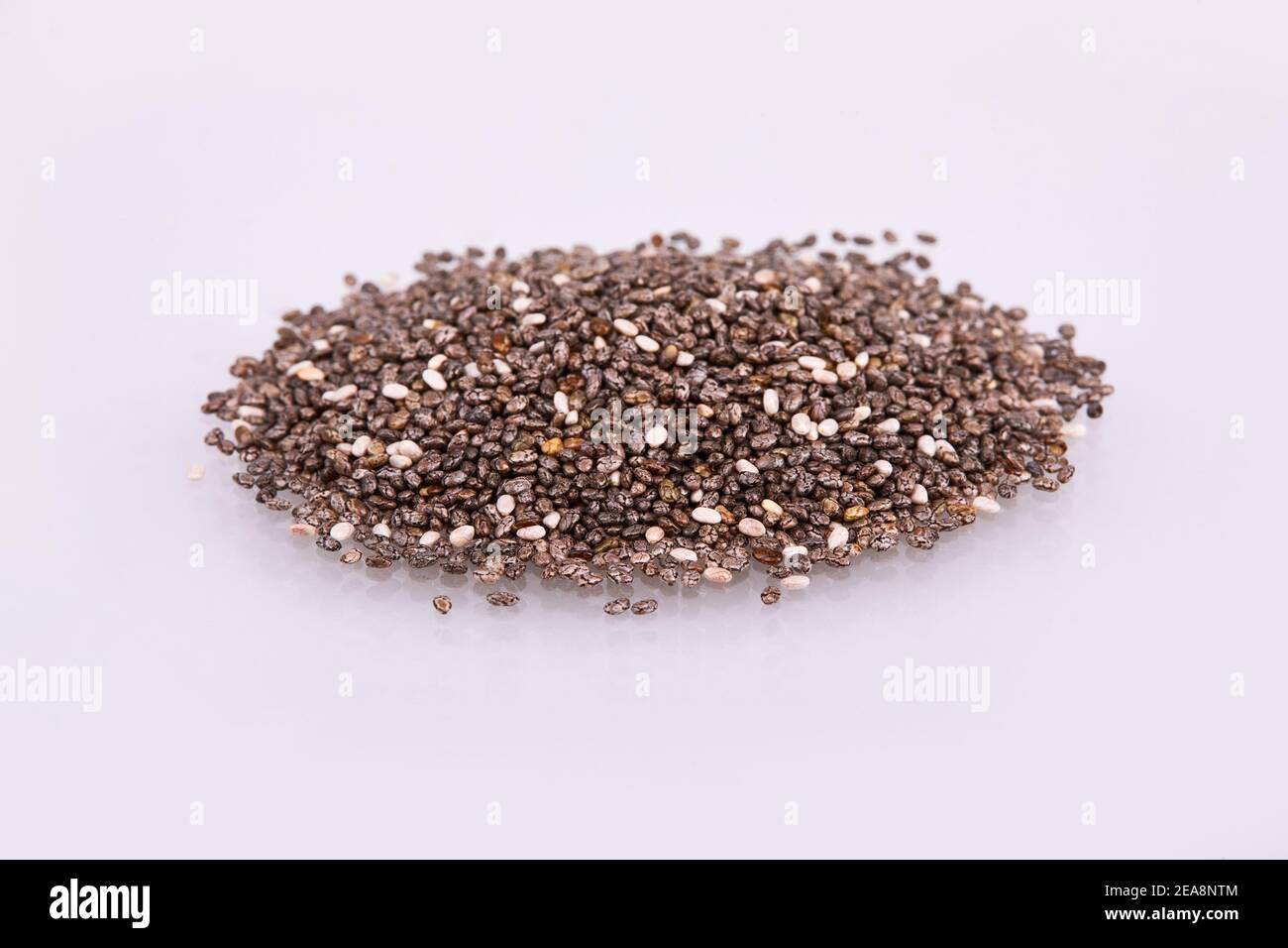 Organic dry Chia seeds (Salvia Hispanica seeds) background. Top view ...