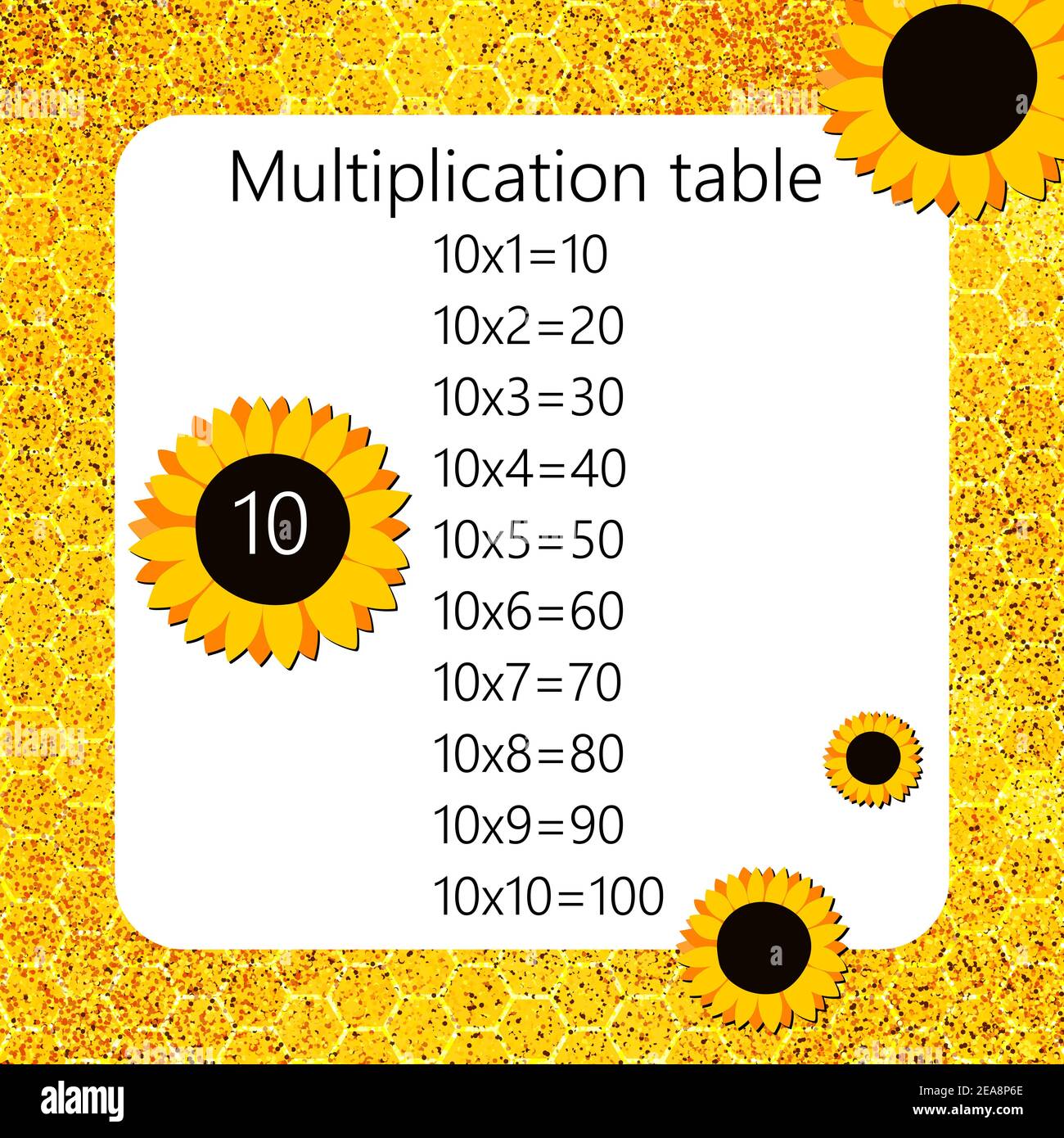 Multiplication Square. School vector illustration with sunflowers and ...