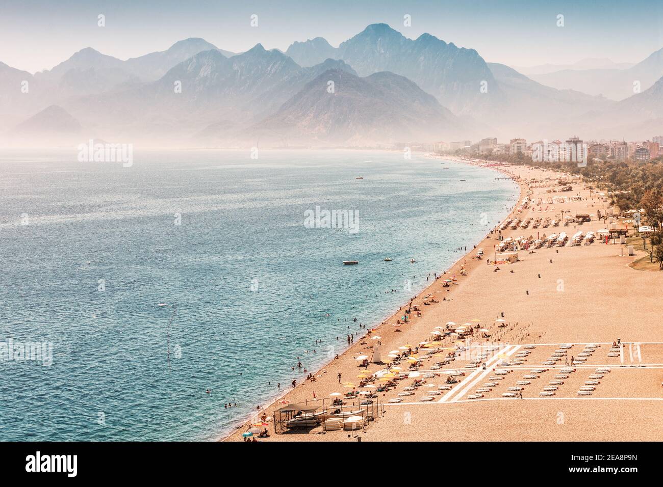 Aerial view of the famous longest Konyaalti beach in Antalya. Vacation ... Aerial view of the famous longest Konyaalti beach in Antalya. Vacation ...