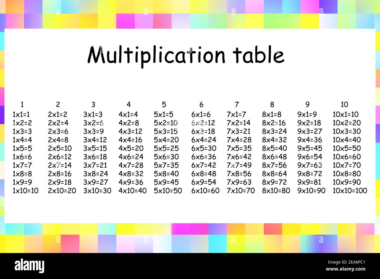 Multiplication Square. School vector illustration. Multiplication Table ...