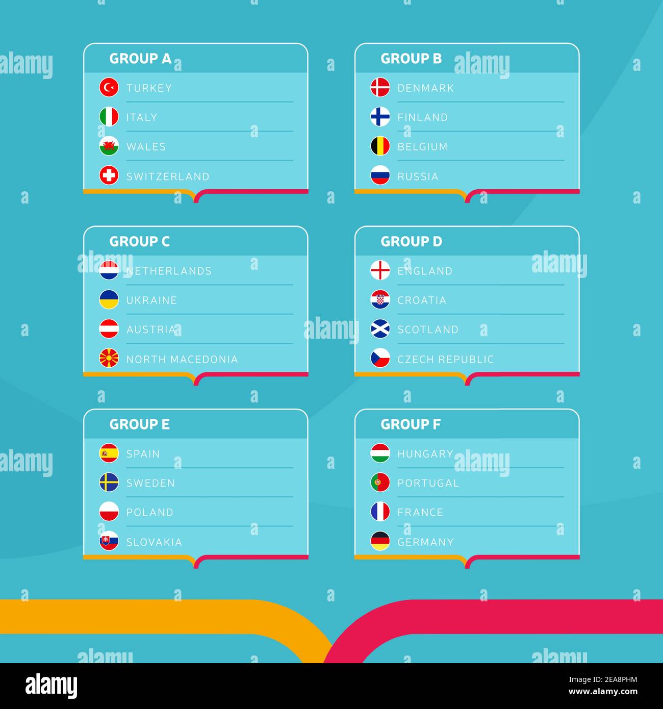 Football 2020 tournament final stage groups vector stock illustration ...