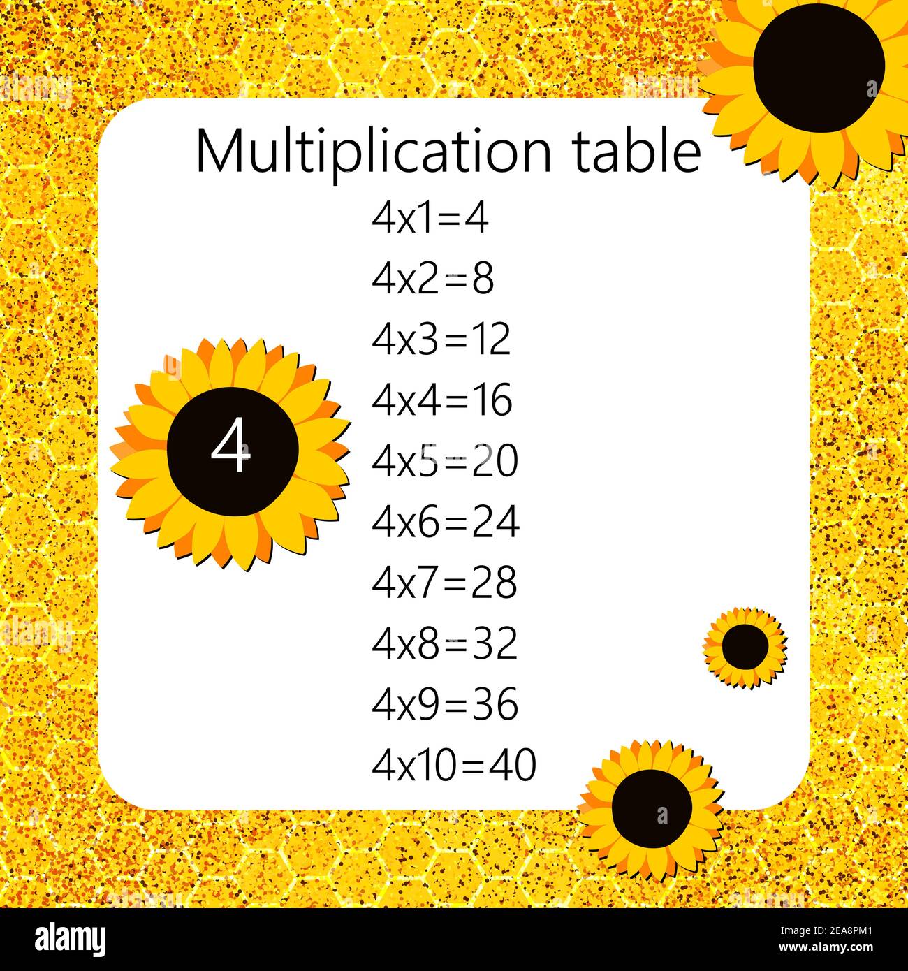 Multiplication Square. School vector illustration with sunflowers and ...