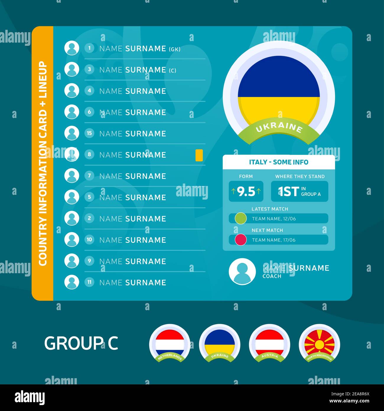 Ukraine group C Football 2020 tournament final stage vector ...