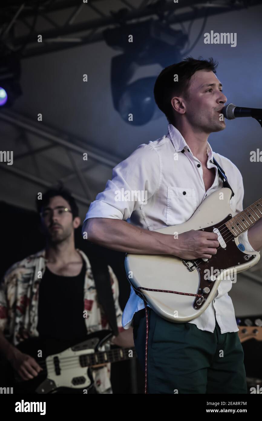 Teleman performing live on stage as part of the Latitude 2013 festival ...