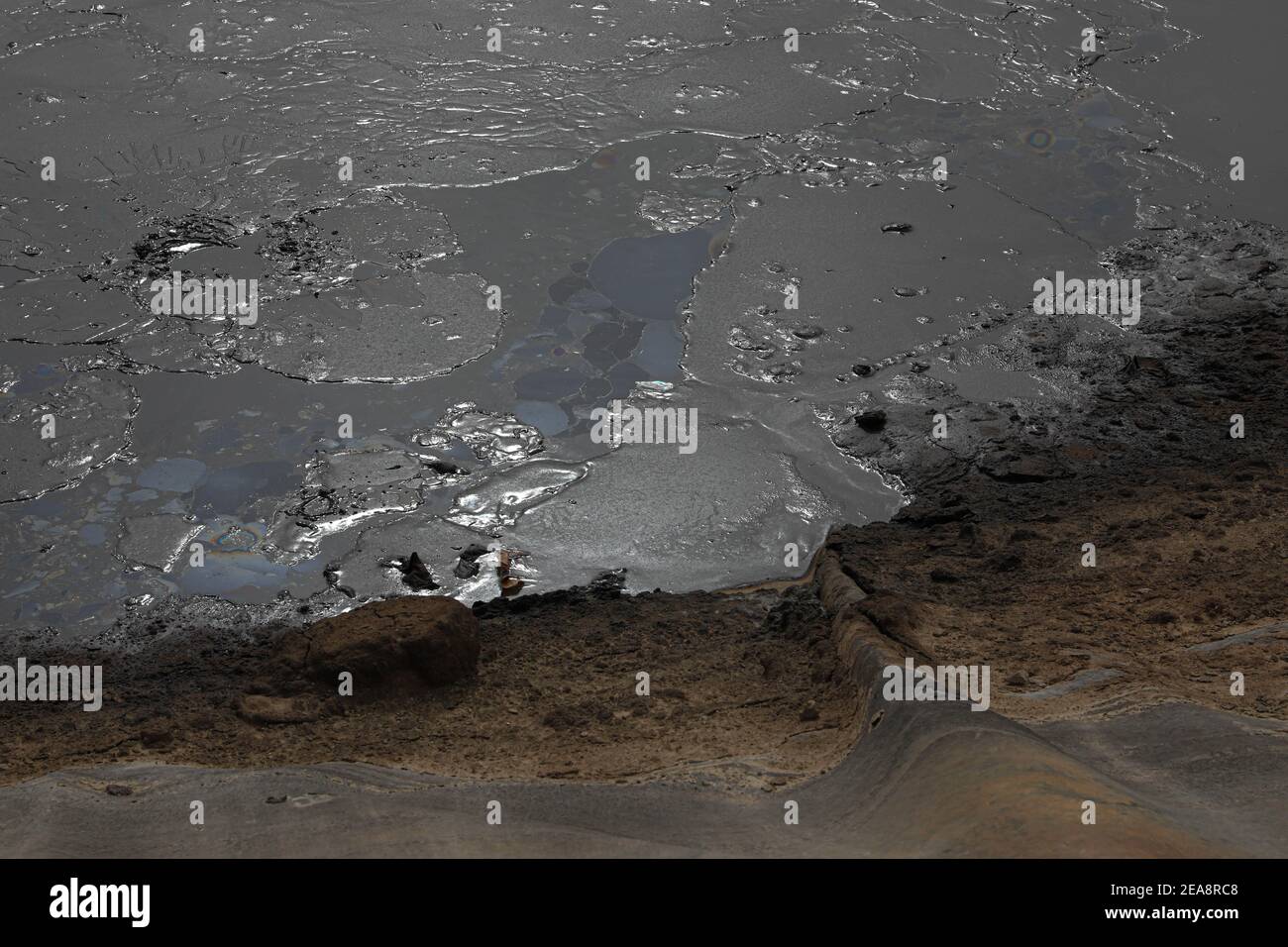 Oil dump evaporation lake Stock Photo - Alamy