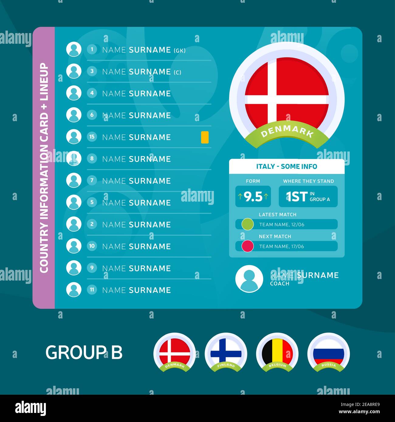 Denmark group B Football 2020 tournament final stage vector ...