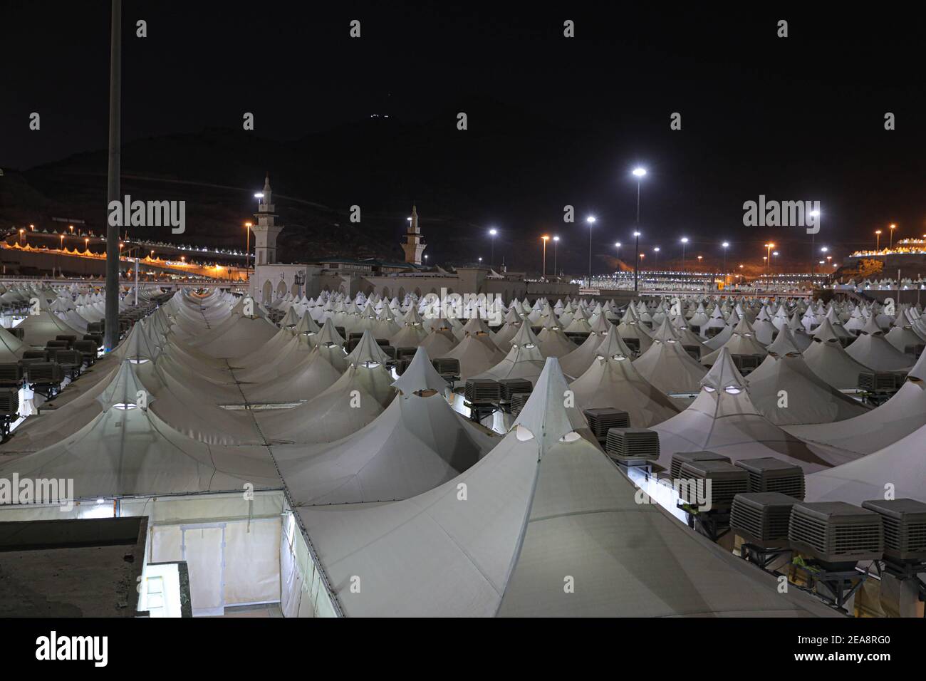 Mina in hajj, night time , Makkah, Saudi Arabia Stock Photo - Alamy