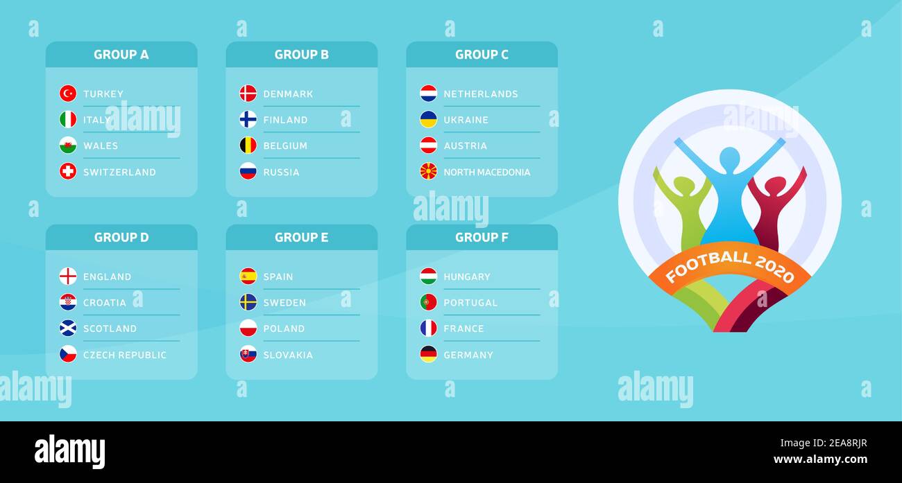 Football 2020 tournament final stage groups vector stock illustration ...
