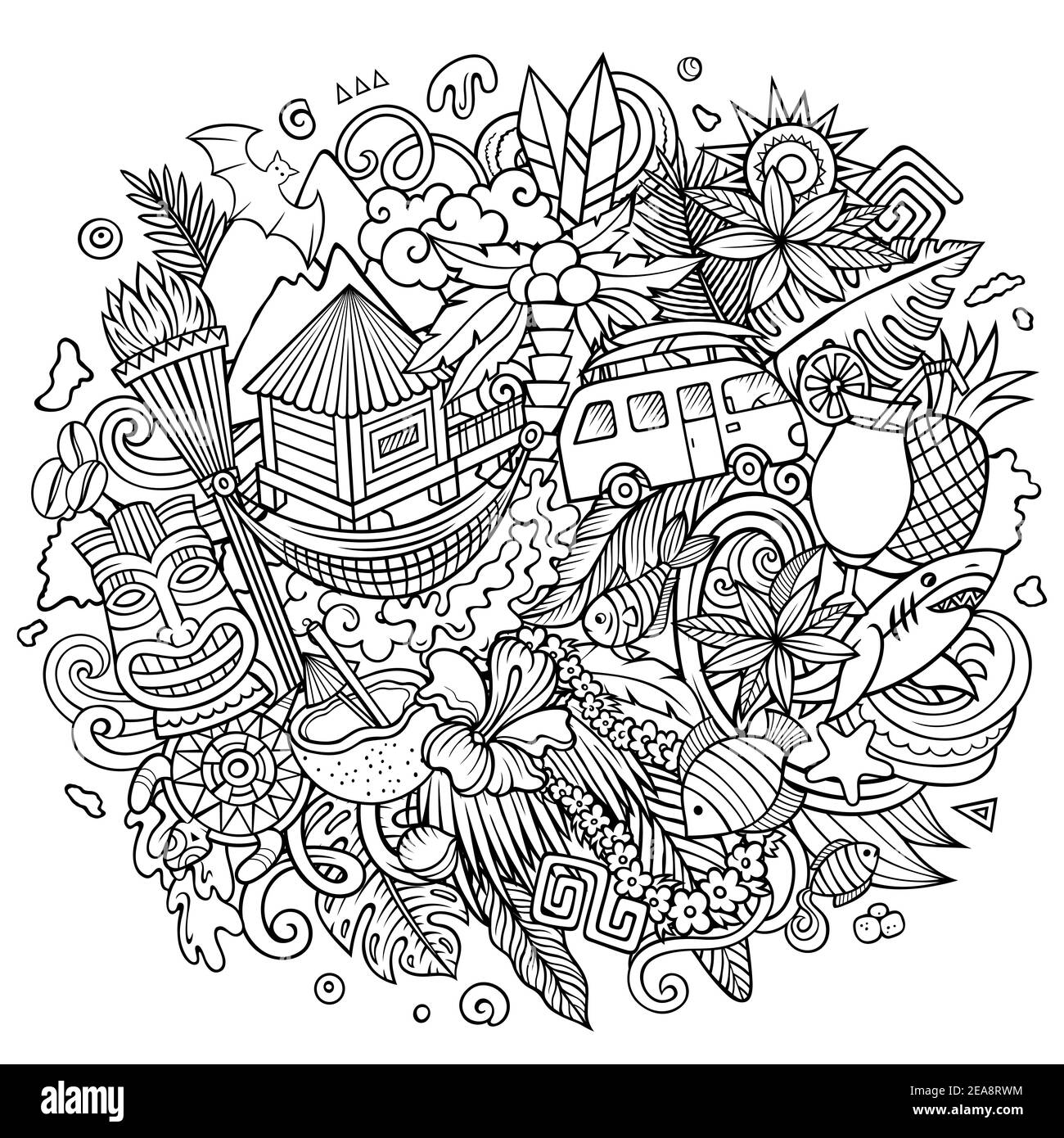 Hawaii hand drawn cartoon doodle illustration Stock Vector Image & Art ...