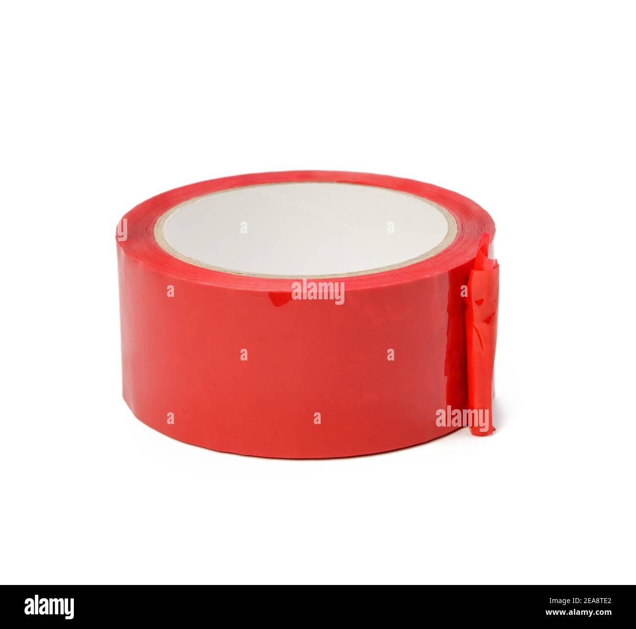 skein of red scotch tape isolated on white background, close up Stock ...