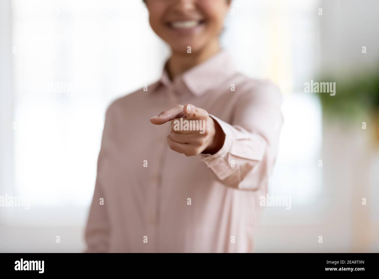 Indian young woman finger pointing hi-res stock photography and images ...