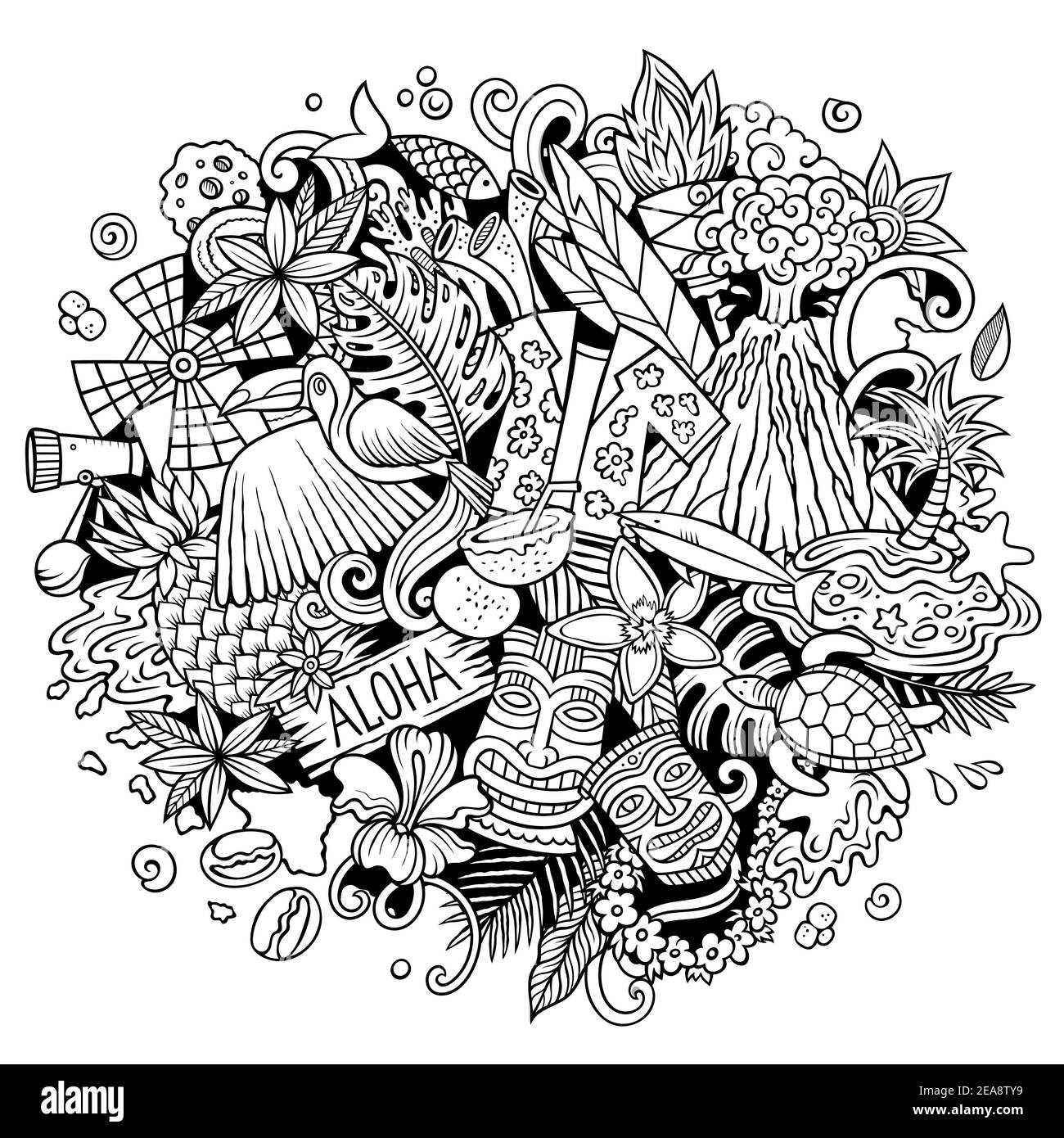 Hawaii hand drawn cartoon doodle illustration Stock Vector Image & Art ...