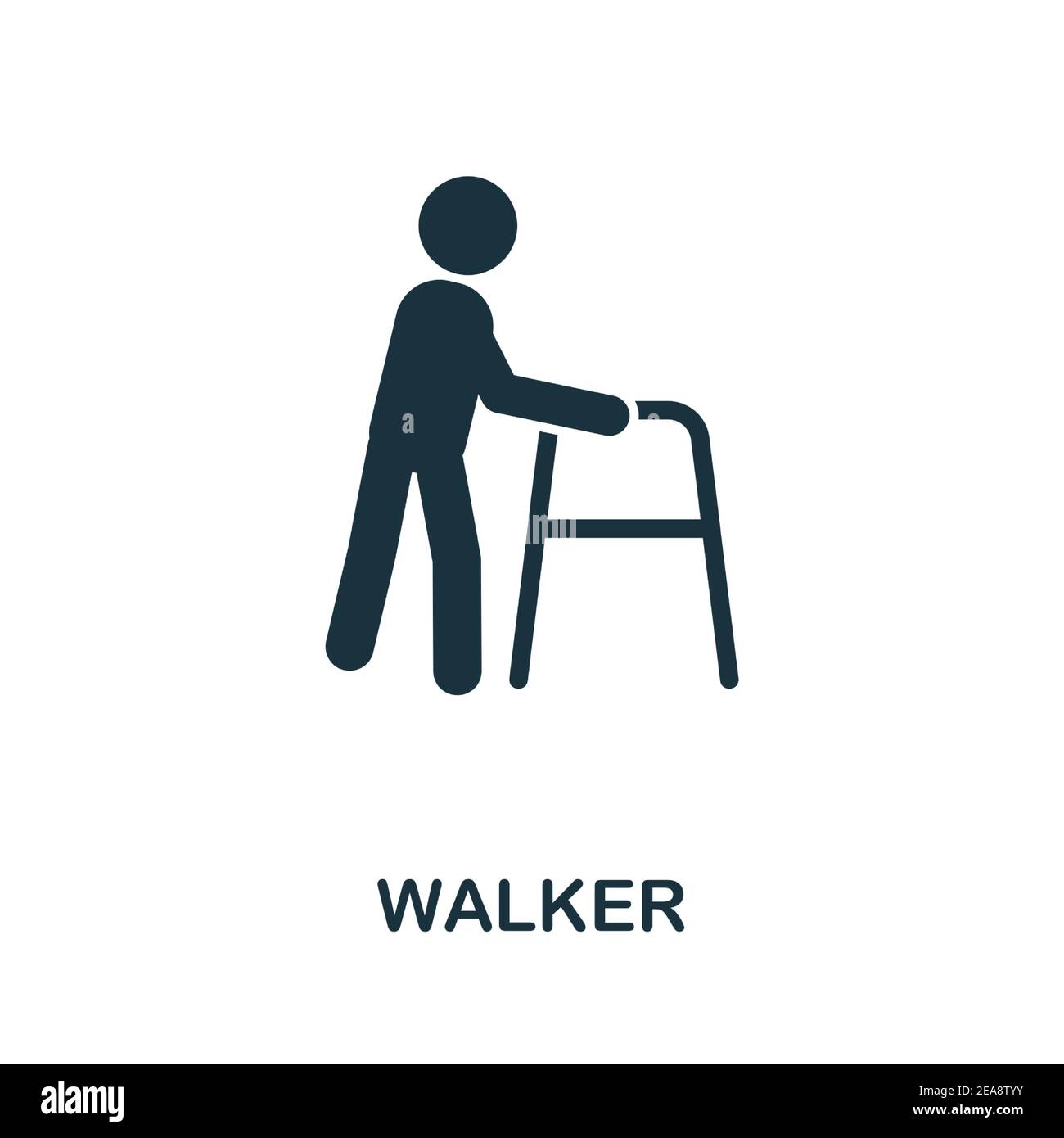 Walker icon. Simple element from medical services collection. Filled ...