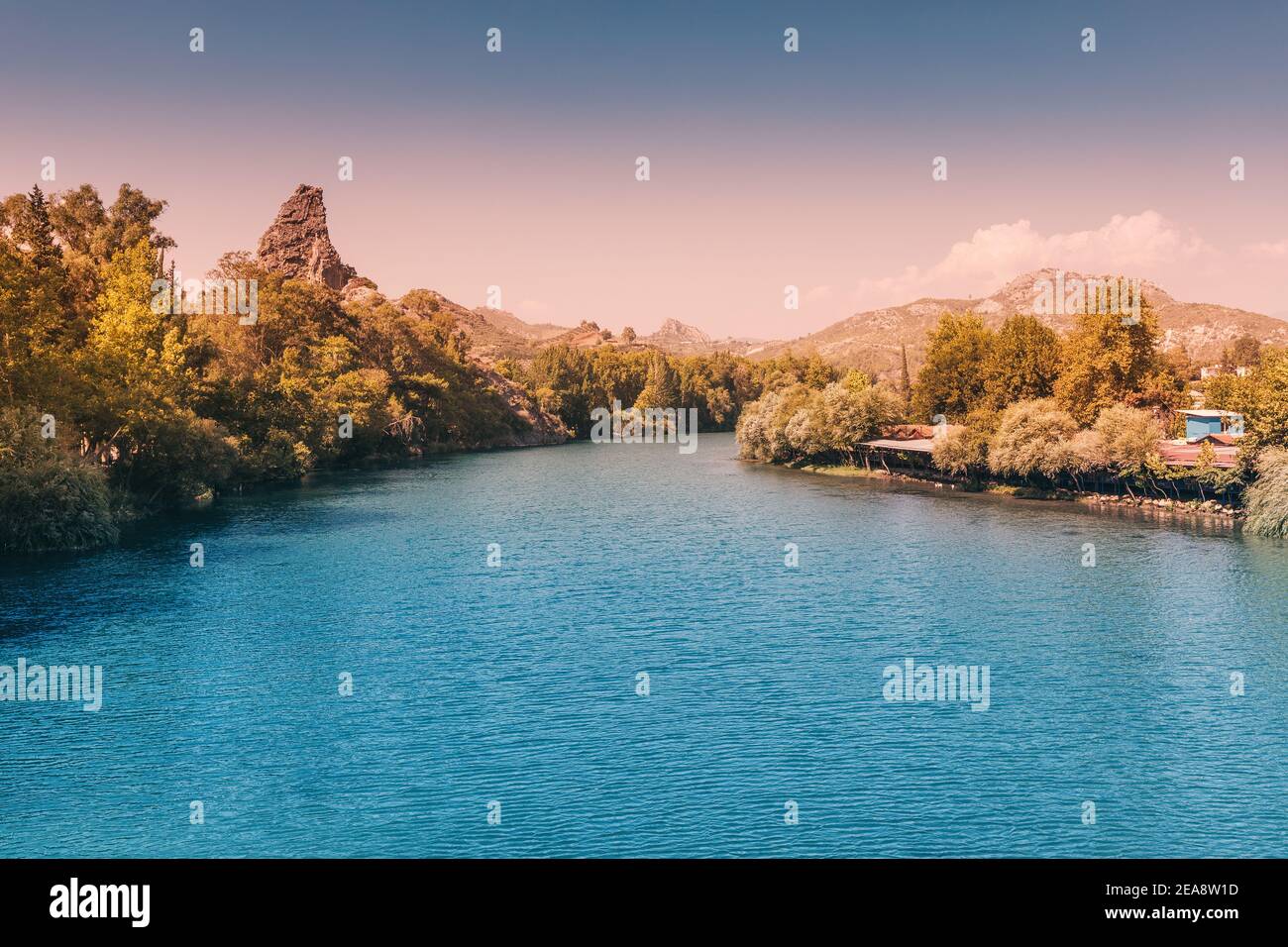 Koprucay river valley with Taurus mountains and rocks, Turkey Stock ...