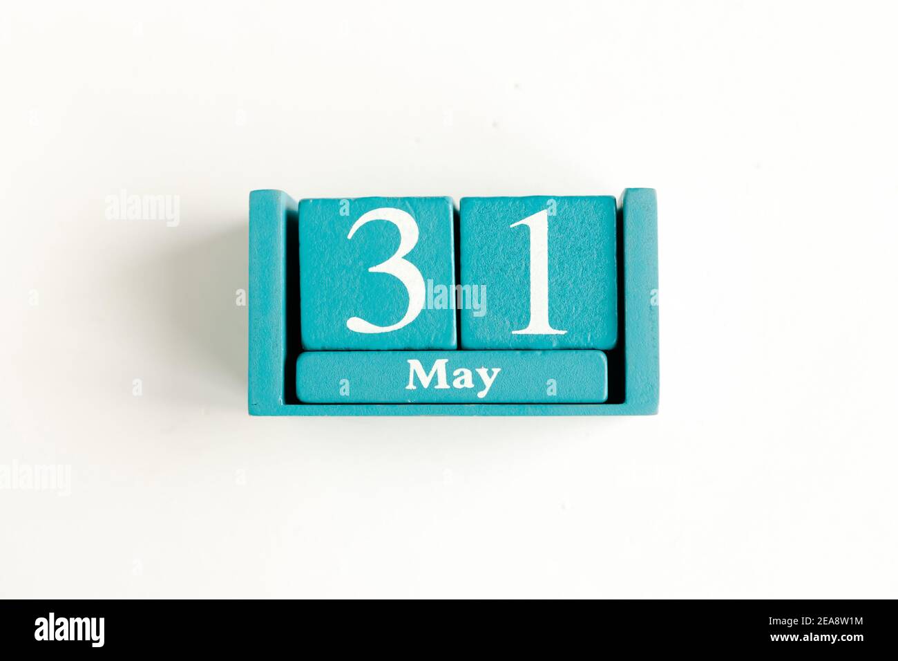 May 31. Blue cube calendar with month date isolated on white background ...