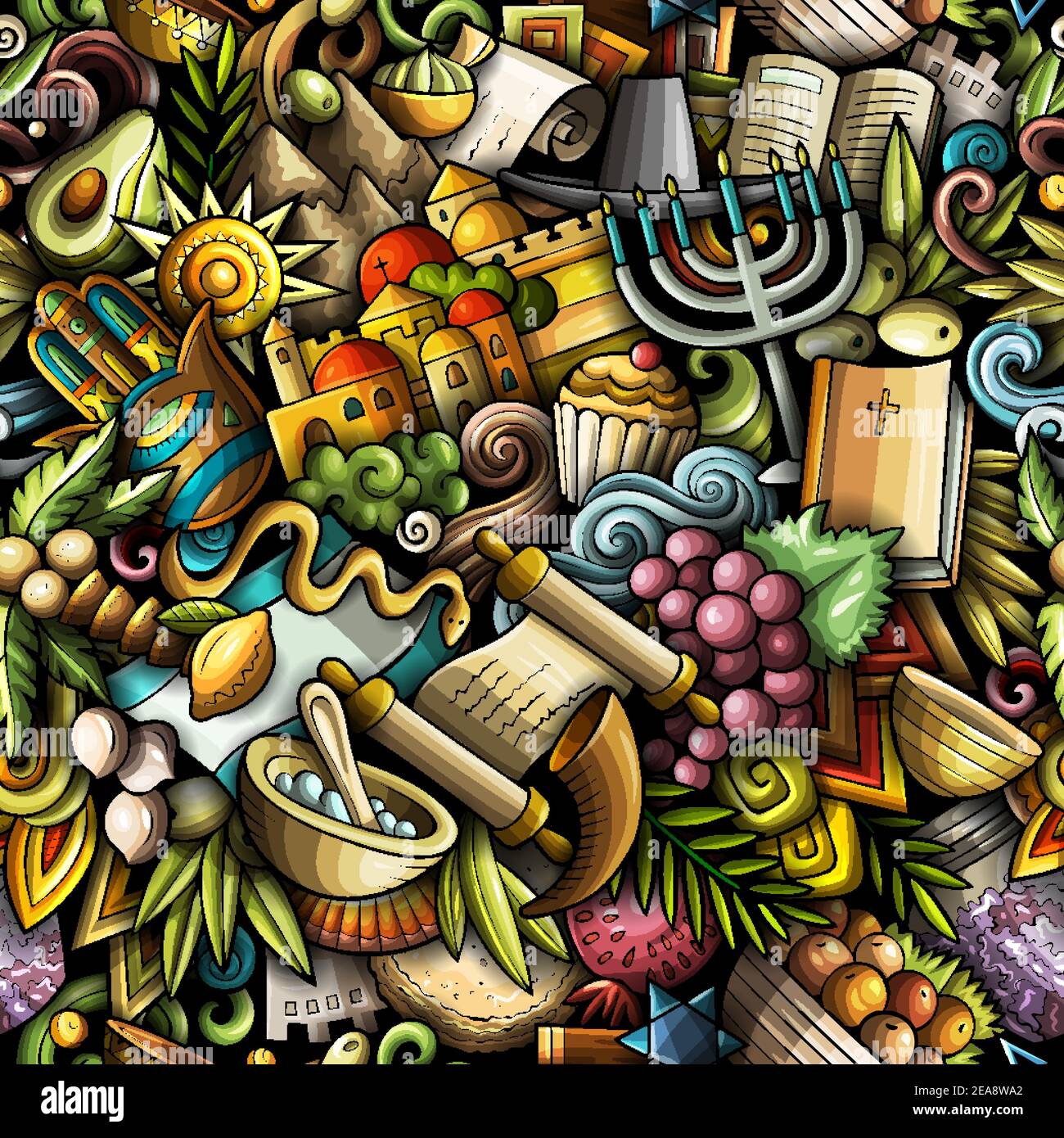 Menorah seamless pattern hanukkah Stock Vector Images - Alamy