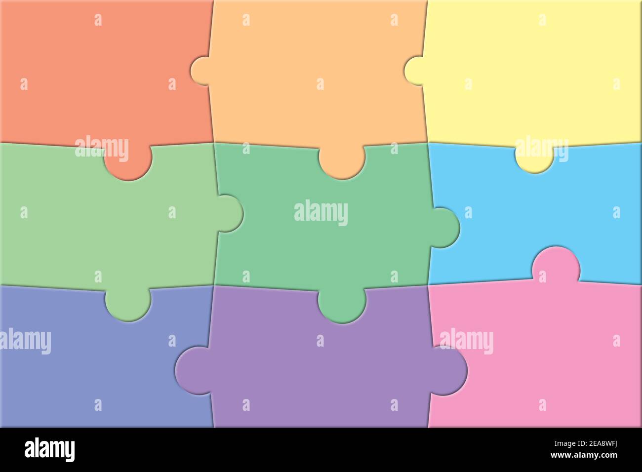 Background illustration of a 9 piece jigsaw puzzle joined together in ...