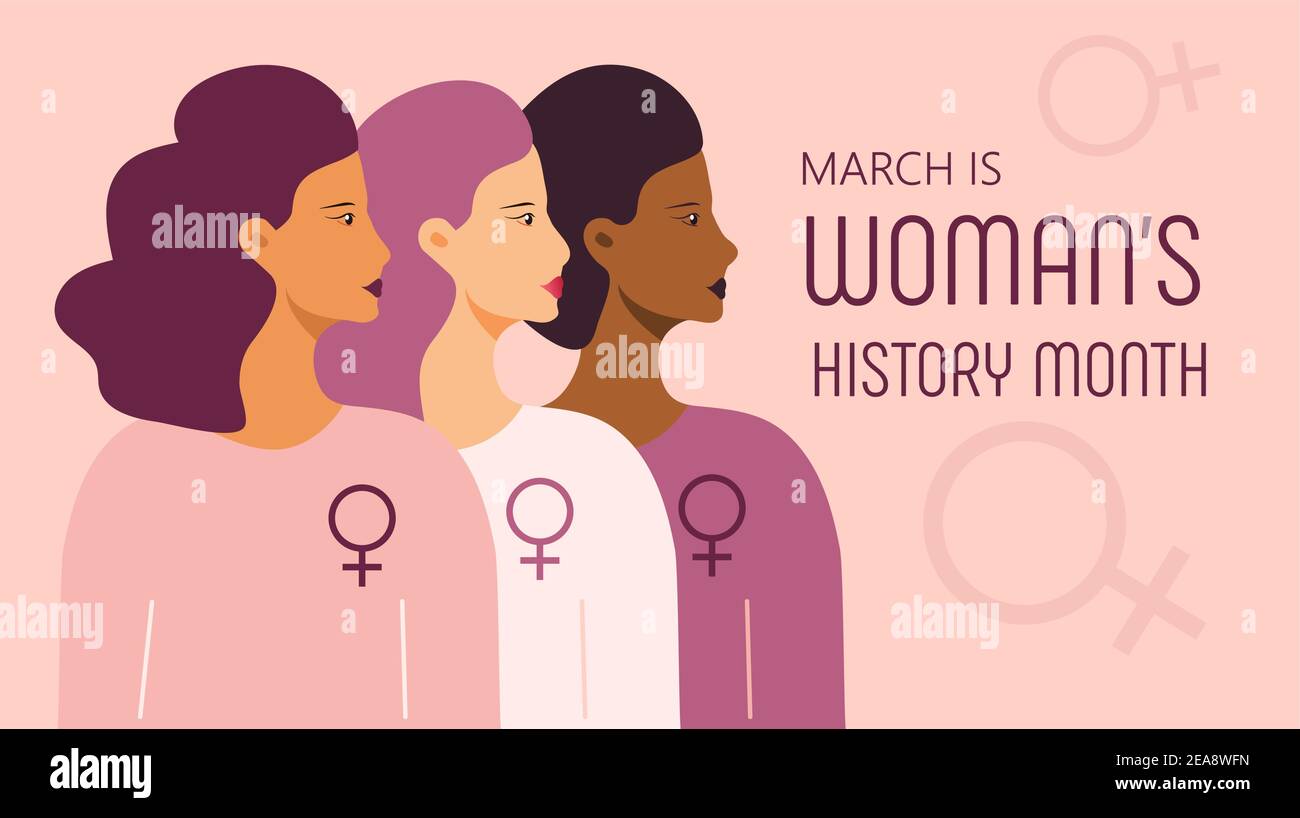 Woman history month concept vector on flat style. Event is celebrated ...