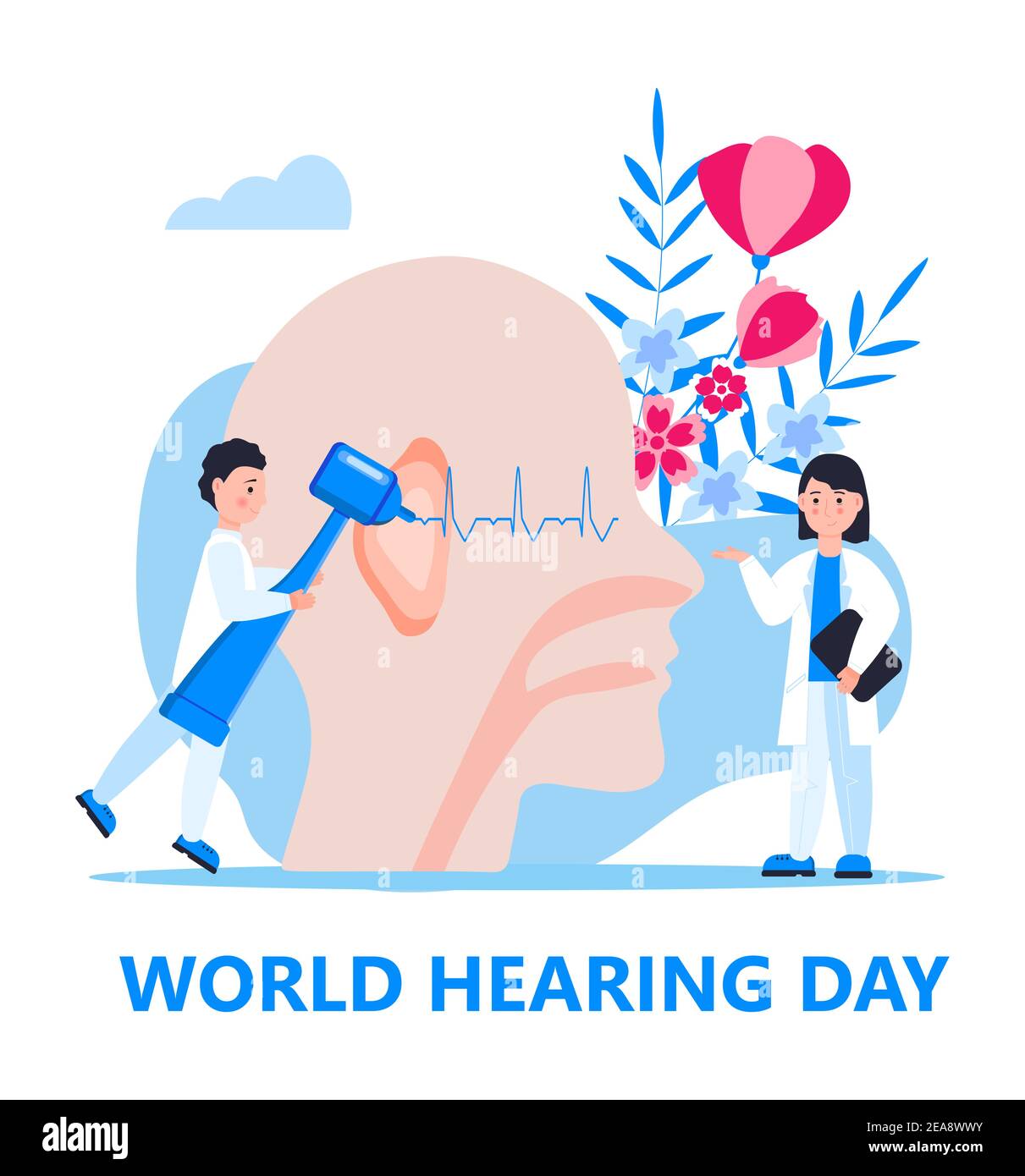 World hearing day concept vector for medical banner, web, app. Tiny ...