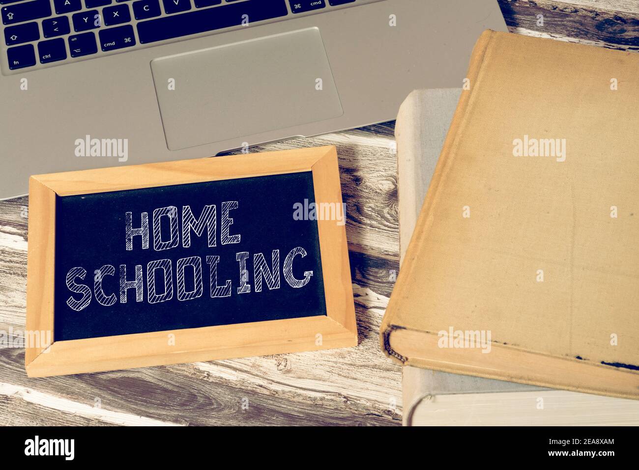 Computer, blackboard and home schooling Stock Photo - Alamy