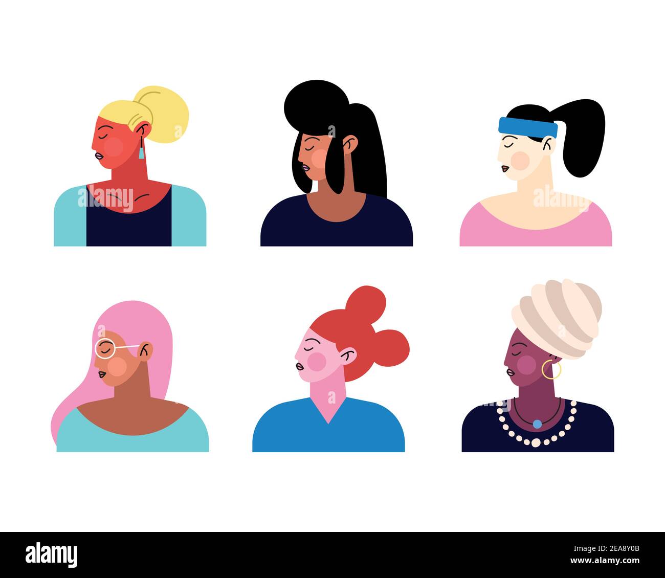 group of six young girls characters vector illustration design Stock ...