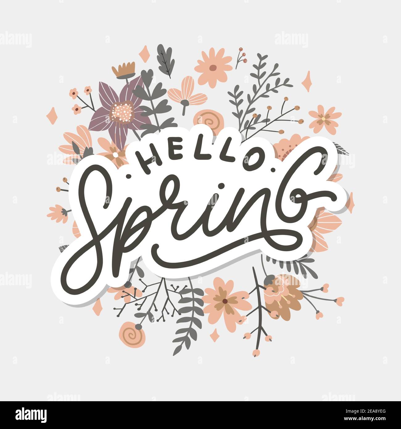 Hello Spring Flowers Text Background Stock Vector Image & Art - Alamy
