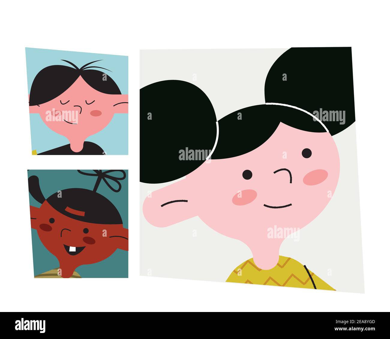 happy little three kids avatars characters vector illustration design ...