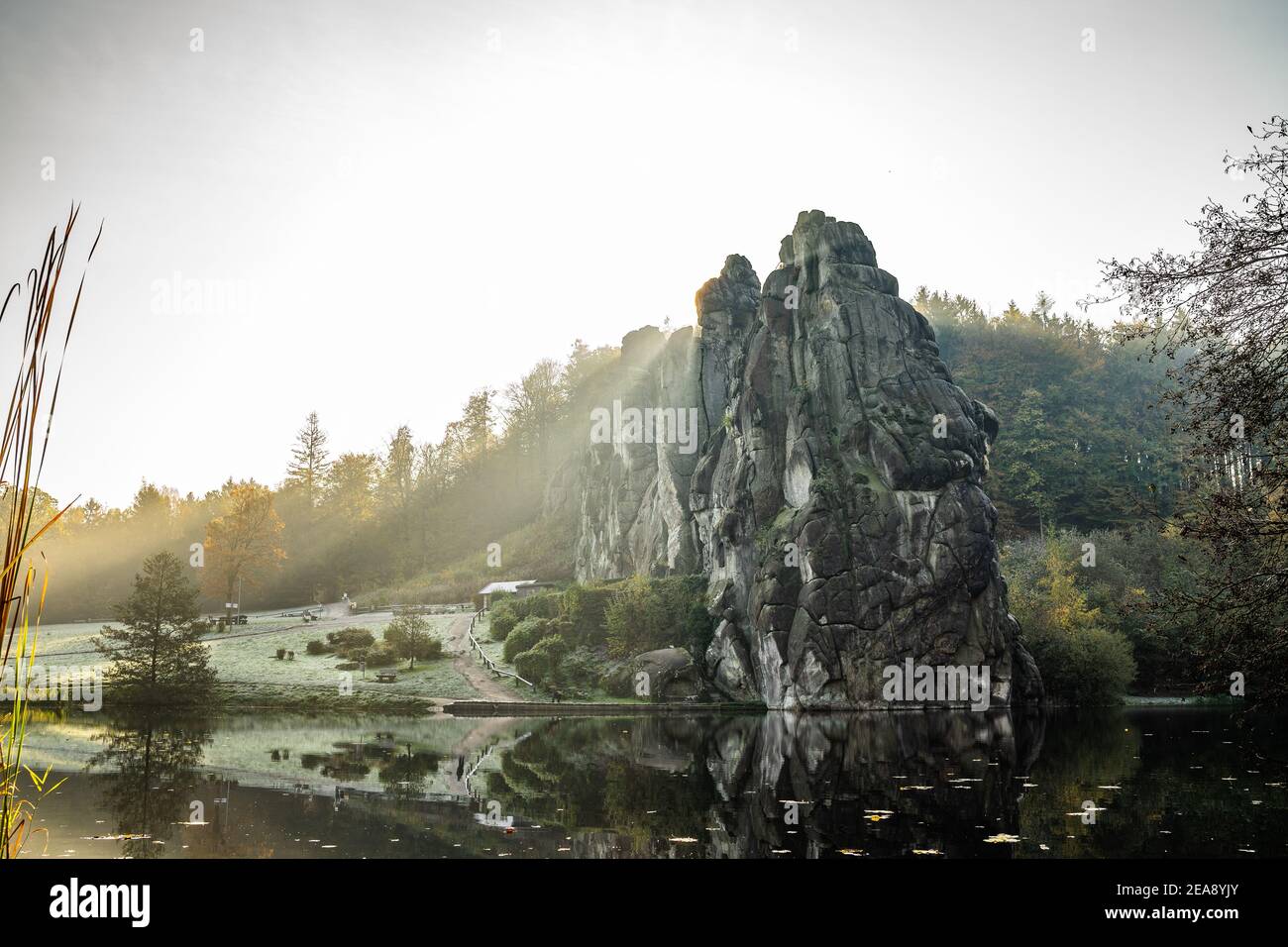 Externsteine during sunrise Stock Photo - Alamy