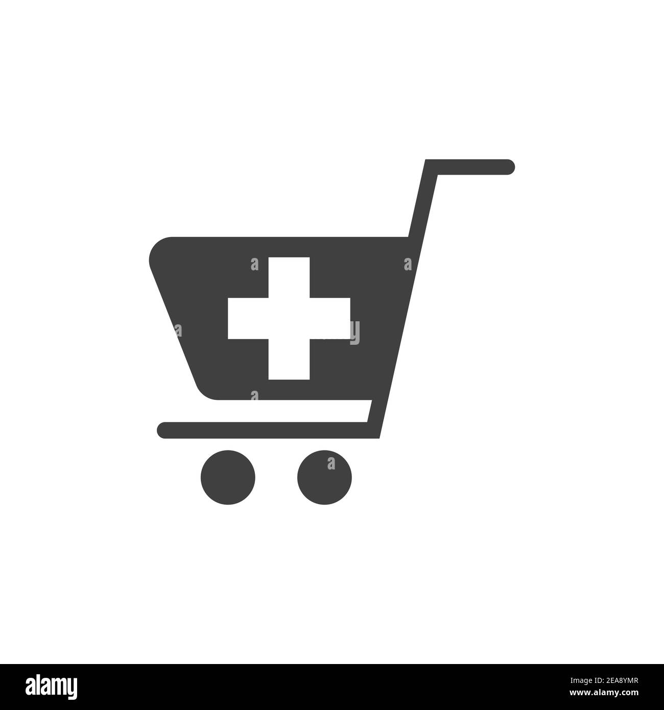 vector illustration of isolated shopping cart icon with pharmacy sign ...