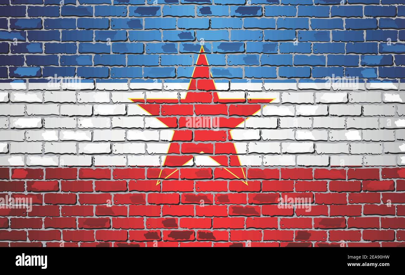 Shiny flag of Yugoslavia on a brick wall - Illustration, Abstract ...