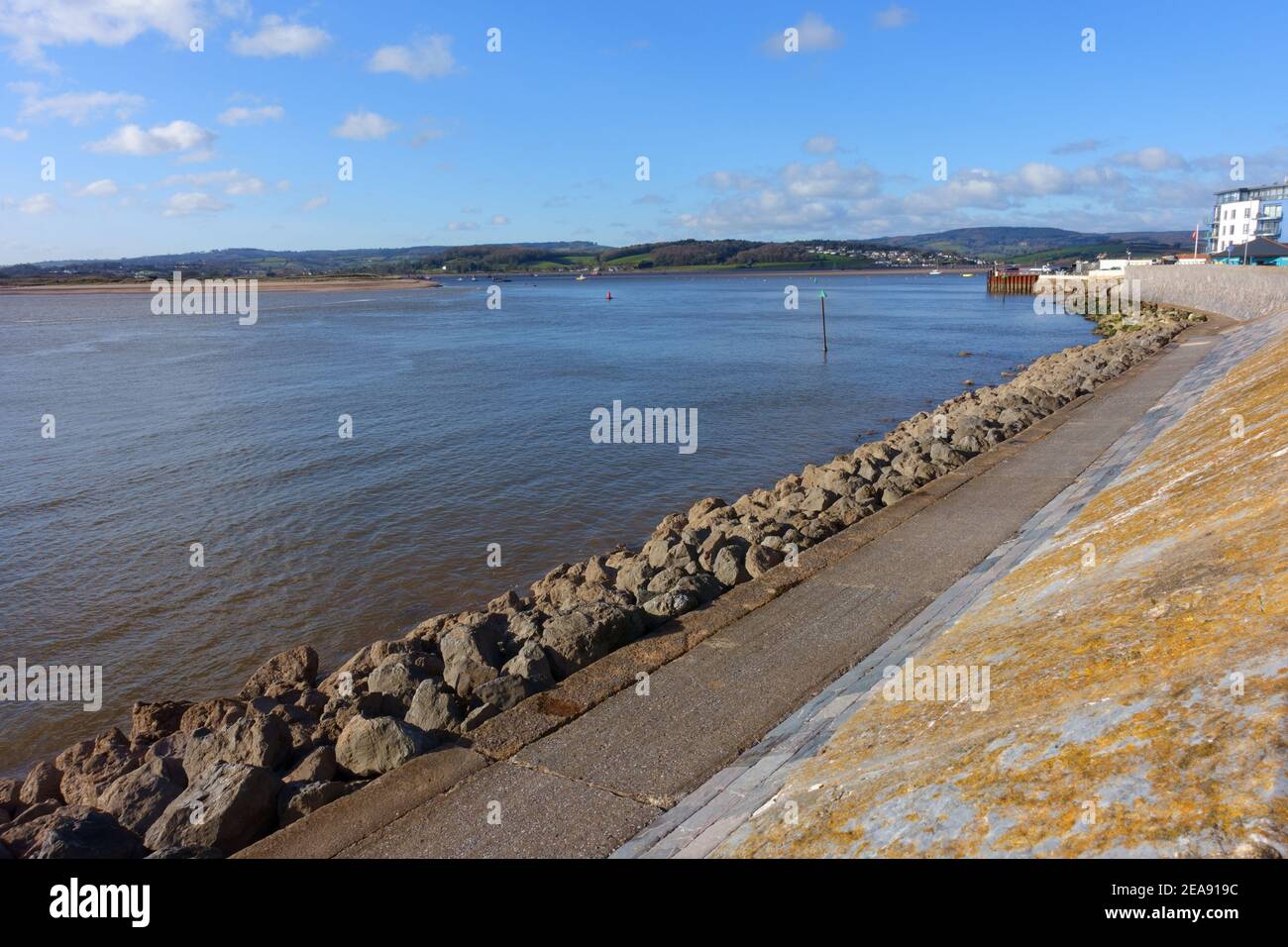 Exmouth Seafront, view towards Dawlish Warren, East Devon, England, UK ...