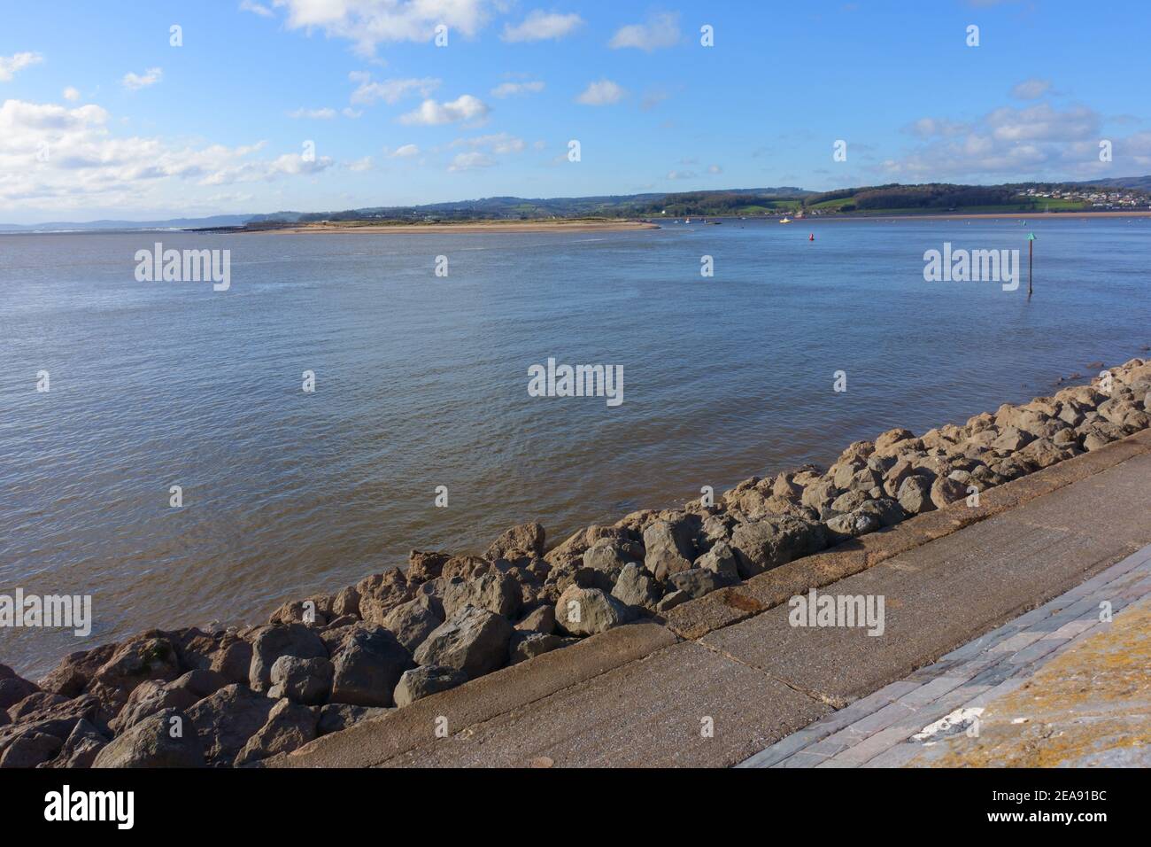 Exmouth Seafront, view towards Dawlish Warren, East Devon, England, UK ...