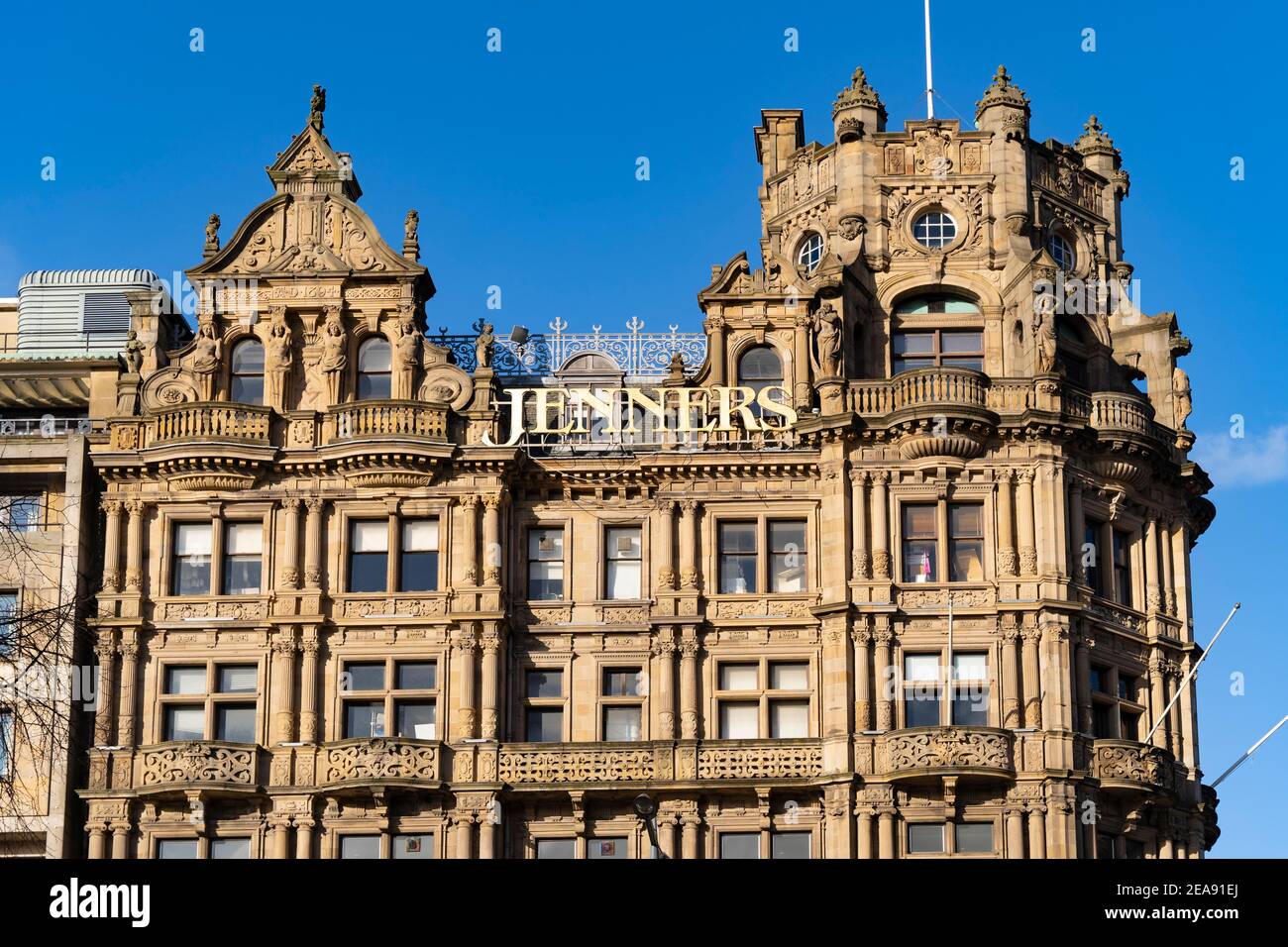 View of Jenners department store on Princes Street Edinburgh. The store ...