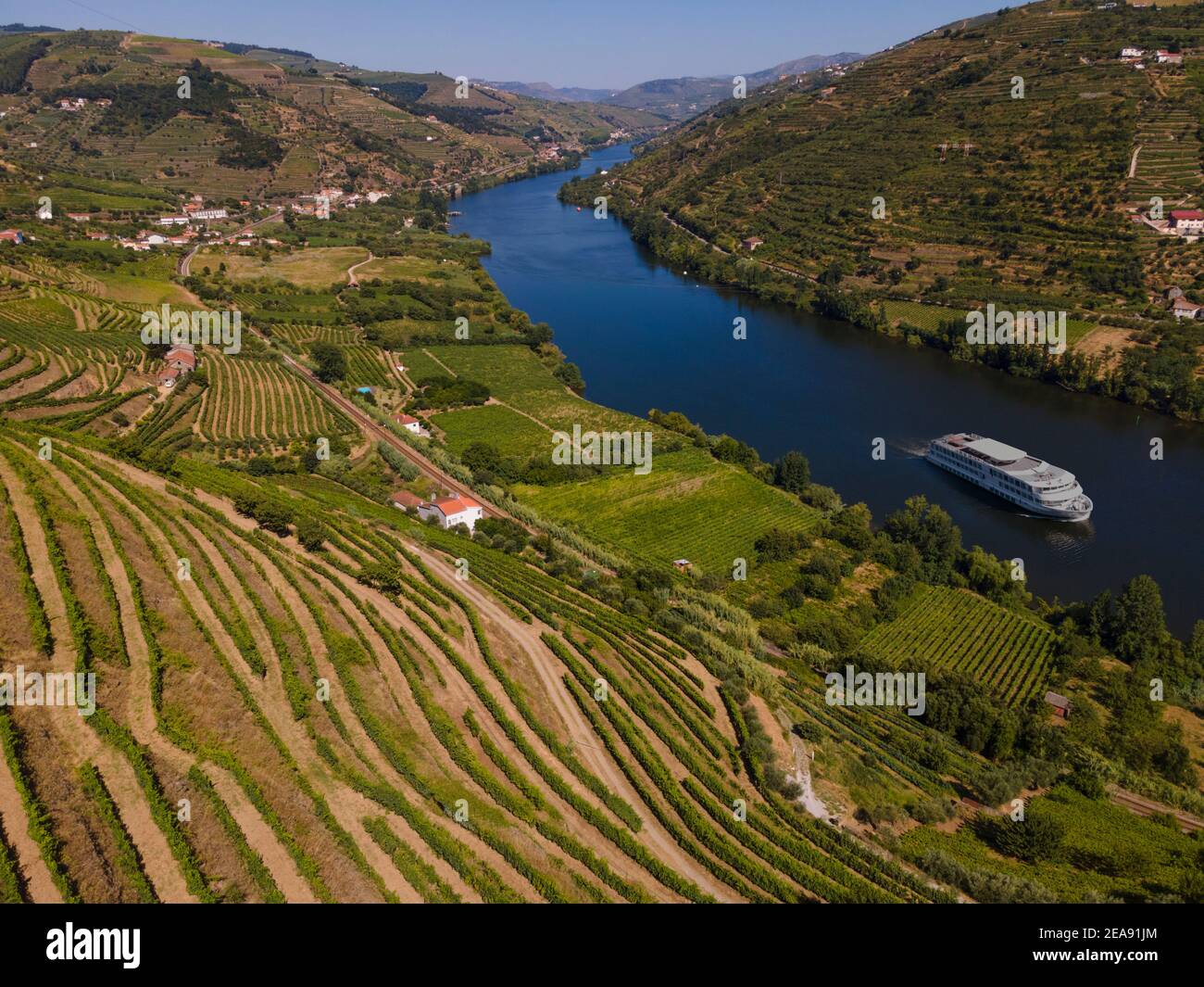 Douro Valley near Mesão Frio with a Turistic Boat Stock Photo - Alamy