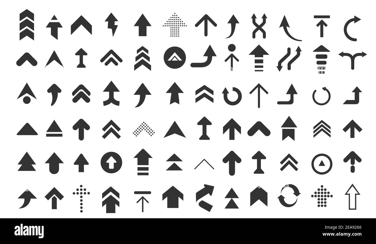Arrows web collection on white. Modern graphic direction signs computer ...