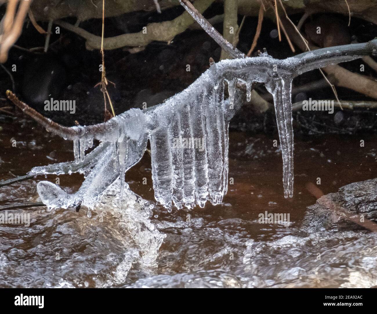 Icicles formed on frozen river hi-res stock photography and images - Alamy