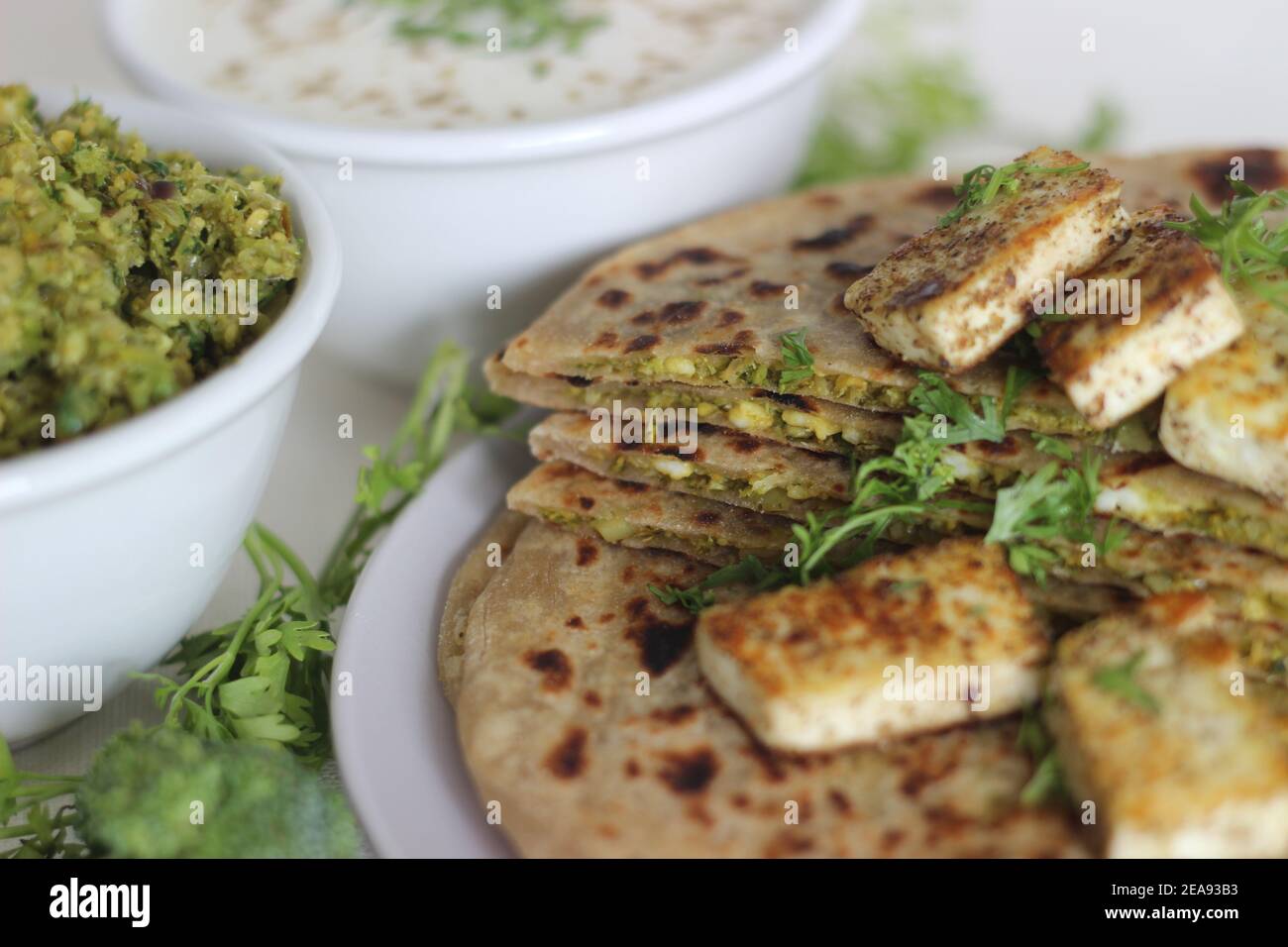 Broccoli paneer paratha. Made with whole wheat flour, with a filling of ...