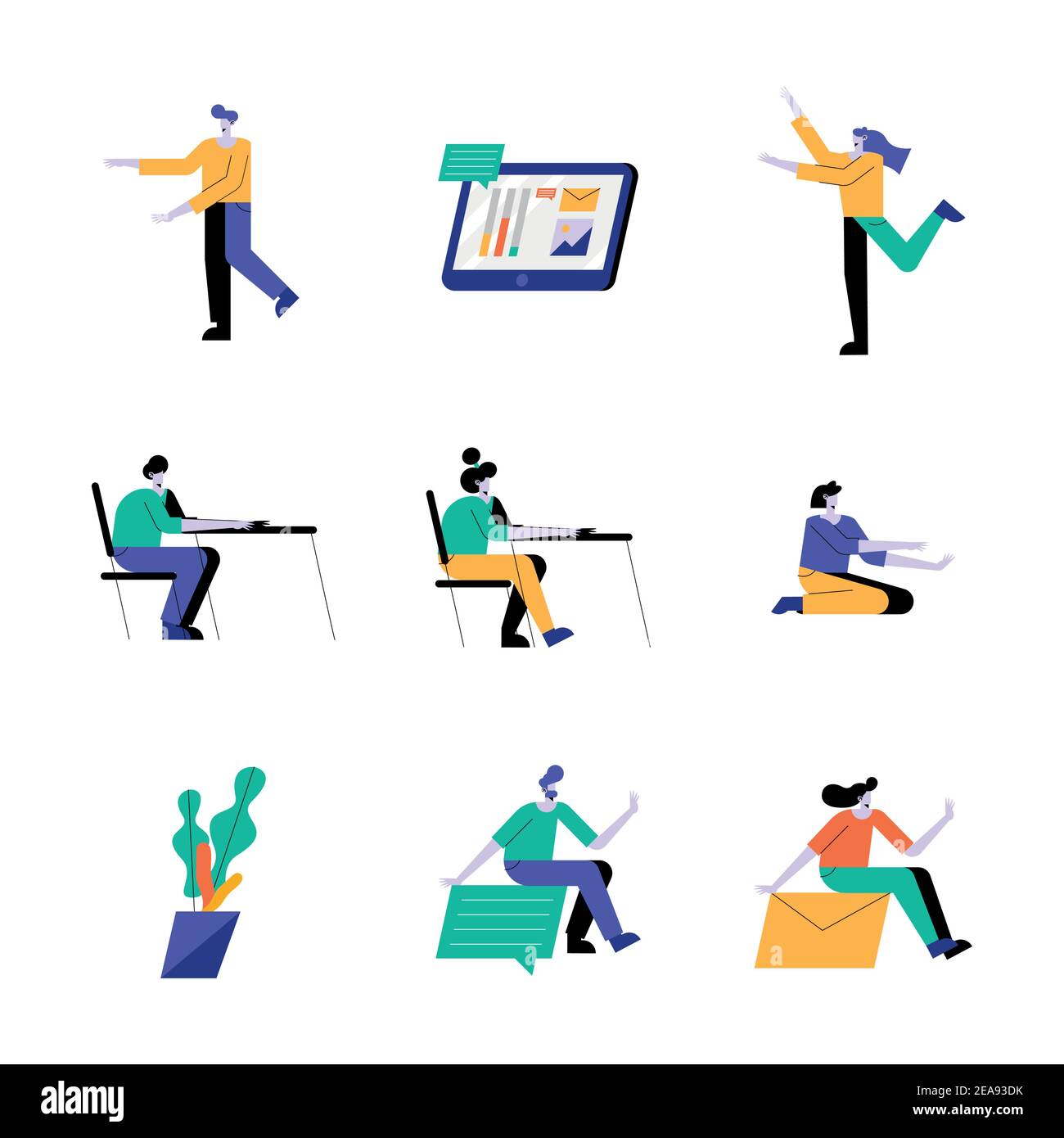group of nine young people avatars characters vector illustration ...